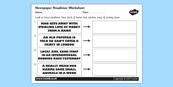 Journalism Worksheets | twinkl.co.uk