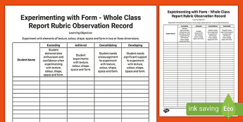 Early Education Assessment Rubric • Twinkl.com.au