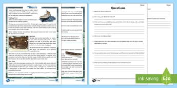 The Titanic Activities and Worksheets | KS2 History - Twinkl