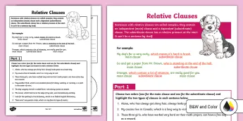 Relative Clauses Worksheets | twinkl.com