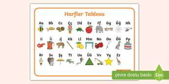 Harfler ve Alfabe İlkokul 1. Sınıf - Türkçe - Twinkl
