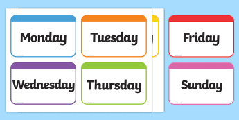 Days Of The Week Flashcards • Twinkl.ca