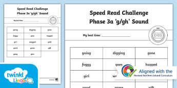 'g/gh' sound Phase 3a - Stage 5/6 Phonics - Linguistic Phonics - Resources