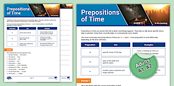 Prepositions of Time | twinkl.co.uk