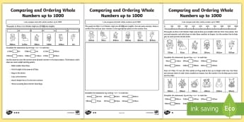 Compare and order numbers up to 1000 - New 2014