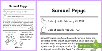 The Great Fire of London Samuel Pepys Primary Resources - Primar