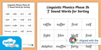 'f' sound Phase 3b - Stage 5/6 Phonics - Linguistic Phonics - Resources