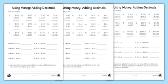 Adding Decimals Activities | twinkl.com