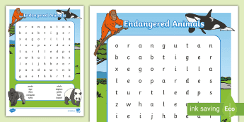 Endangered Animals Word Searches | twinkl.com.au