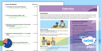 Australia Federation | Year 6 History - Primary Resources