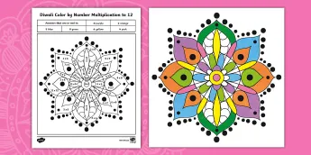 Christmas Multiplication Color by Number Worksheets | twinkl.com