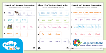 'ow' Sound Phonics Worksheets | twinkl.co.uk