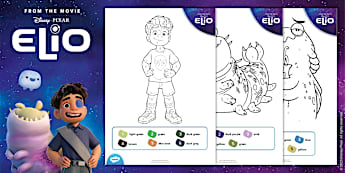 Colouring Sheets Elio - Disney - Partnerships - Twinkl Ireland Resources