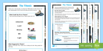 The Titanic English Primary Resource,Primary,The Titanic,Literacy