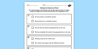 Subjunctive Form - KS2 Grammar
