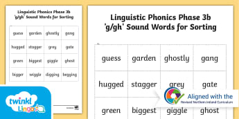 'g/gh' sound Phase 3b - Stage 5/6 Phonics - Linguistic Phonics - Resources