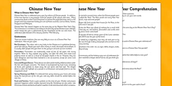 Chinese New Year and Lunar New Year - Age 7-11 ESL Festivals