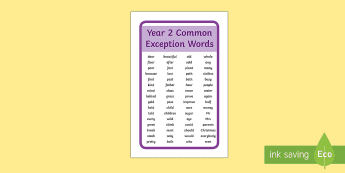Common Exception Words Year 2 • Twinkl.ca