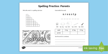 Parents Worksheets | twinkl.ca