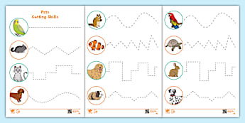 Fine Motor Skills Cutting with Scissors Worksheets - Twinkl