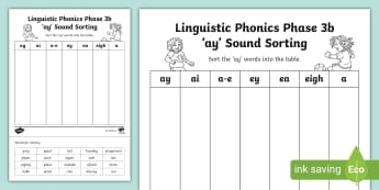 'ay' sound Phase 3b - Stage 5/6 Phonics - Linguistic Phonics - Resources