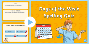 Days of the Week Quizzes | twinkl.ca