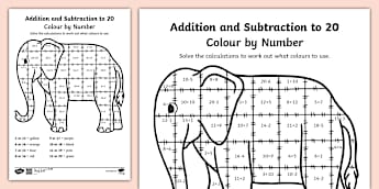 Addition and Subtraction Colouring - Twinkl