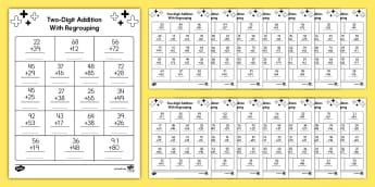 Addition With Regrouping Worksheets | Grade 2 | Twinkl