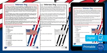 Veterans Day Reading Passages | twinkl.com