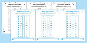 Comparing Fractions and Decimals Worksheets | twinkl.com