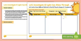 Light Science Worksheets | twinkl.com.au