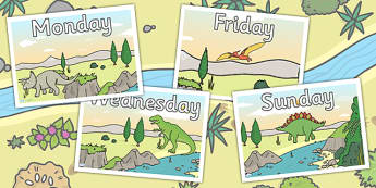 Dinosaurs Days of the Week Primary Resources - Dinosaurs Display