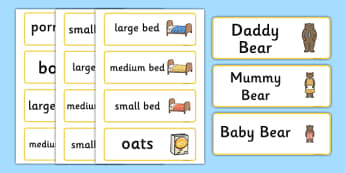 KS1 Goldilocks and the Three Bears Worksheets and Activities