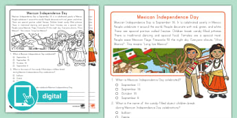 Mexican Independence Day Worksheets | 1st Grade | Twinkl