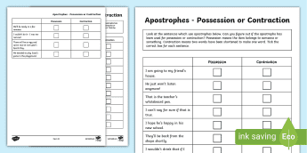 Apostrophes Worksheets | twinkl.com.au