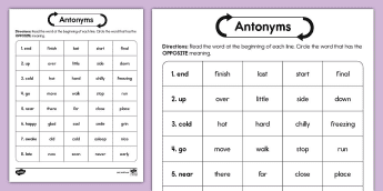 Antonyms Worksheets | twinkl.com