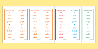 Tricky Words Bookmarks | twinkl.com.au