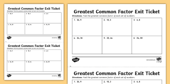 Greatest Common Factors | twinkl.com