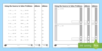 Recognise and use the inverse relationship - New 2014 Curriculum