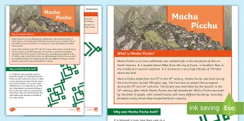 Machu Picchu Resources | twinkl.co.uk