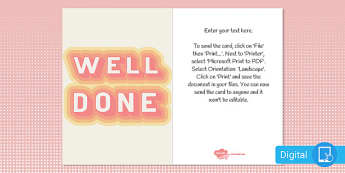 Well Done Greeting Cards | Twinkl Party - Twinkl