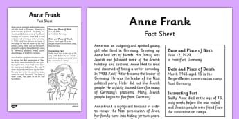 KS2 Anne Frank - Primary Resources