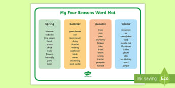 Four Seasons Early Years (EYFS), season, display, winter, summer