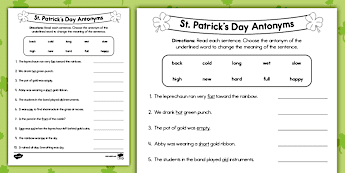 Antonyms Worksheets | twinkl.com