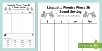 'j' sound Phase 3b - Stage 5/6 Phonics - Linguistic Phonics - Resources