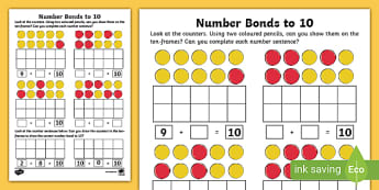 Number Bonds of 10 Worksheets - Primary Resources - KS1