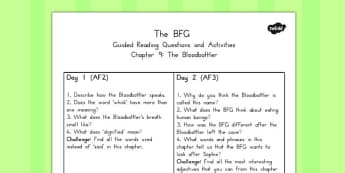 The BFG - Roald Dahl Primary Resources- The BFG Activities