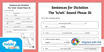 'h/wh' sound Phase 3b - Stage 5/6 Phonics - Linguistic Phonics - Resources