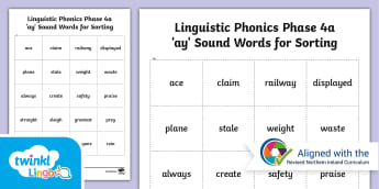 'ay' sound Phase 4a - Stage 5/6 Phonics - Linguistic Phonics - Resources