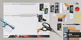 Describe how the big bang theory models the origin and evolution of the